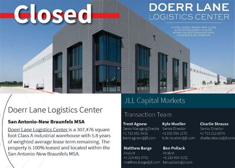 Closed Jll Is Pleased To Announce The Closing Of Doerr Lane Logistics Center A 100 Leased