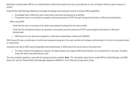 Multi Factor Authentication Dell Powerprotect Data Manager Appliance Configuration Best