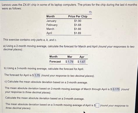 solved based on the mean absolute deviation the 2 month