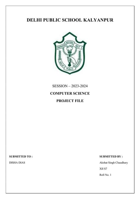 Python And MySQL Linking Class 12th Project File 23 24 PDF