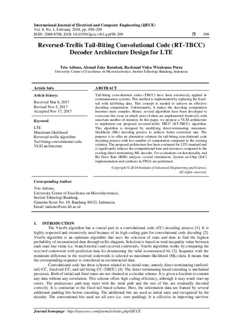 Pdf Reversed Trellis Tail Biting Convolutional Code Rt Tbcc Decoder