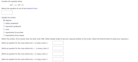 Solved Consider The Equation Below 9x2−y 3z2 0 Reduce The