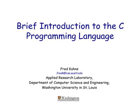 Brief Introduction To The C Programming Language Ppt