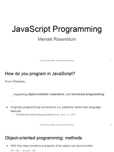 Javascript Programming Pdf Java Script Method Computer Programming