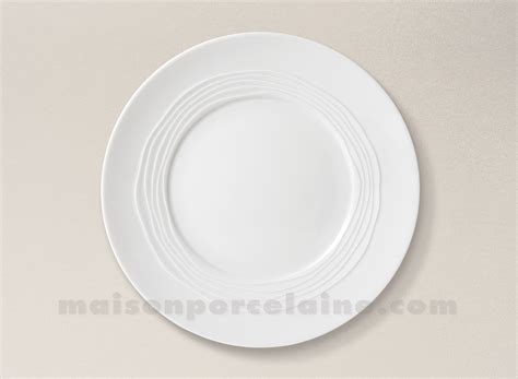 Assiette Plate Limoges Porcelaine Blanche Onde Gravee D275 Maison De