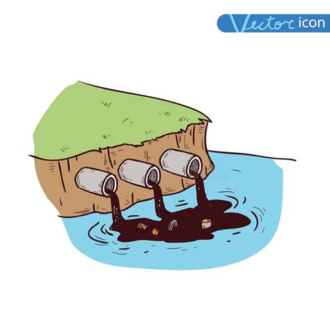 Doodle Water Pollution Vector Illustration Stock Vector