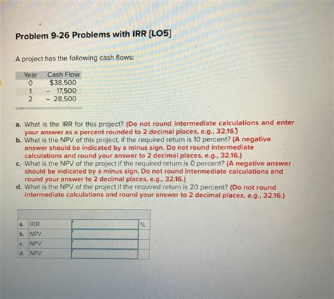 Solved Problem Problems With IRR LO A Project Has Chegg Com