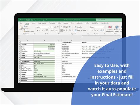 Excel Roofing Estimate Template Roofer Quote Template Simple Contractor Quote Template