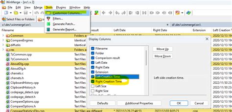 compare uses create date want it to use date · issue 1634 · winmerge