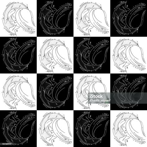 매끄러운 질감 조디악 기호 쌍둥이 자리 흑백 그리기 소녀 에 거울 반사 가리기에 대한 스톡 벡터 아트 및 기타 이미지 가리기