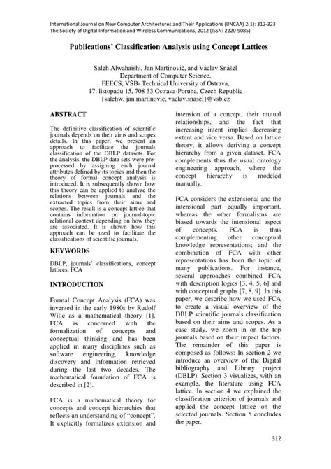 Pdf Publications Classification Analysis Using Concept Lattices