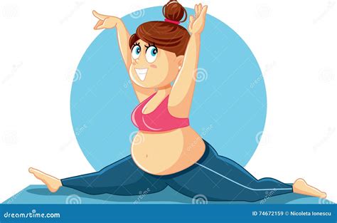 Plus Size Girl Doing The Splits Vector Cartoon 74672159