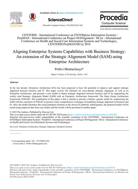Pdf Aligning Enterprise Systems Capabilities With Business Strategy An Extension Of The