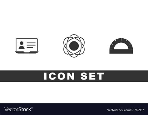 Set Online Class Atom And Protractor Grid Icon Vector Image