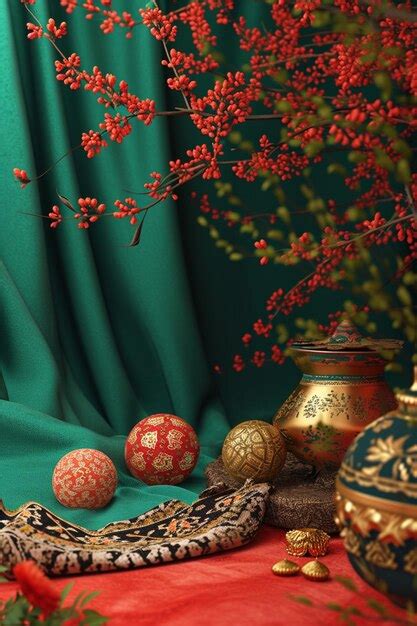 Premium Photo A 3d Background Showcasing Traditional Nowruz Clothing And Fabric Patterns