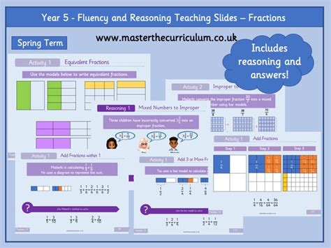 year 5 editable fractions fluency and reasoning teaching slides