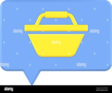 Conversation 3d Bubble With Basket Vector Icon Blue Online Message With Yellow Container Symbol