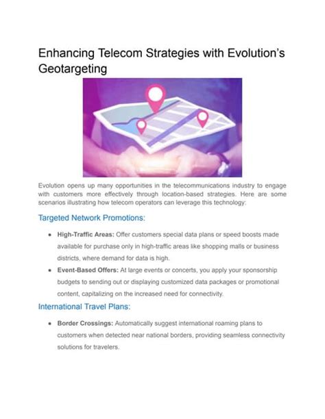 Enhancing Telecom Strategies With Evolutions Geotargeting Pdf