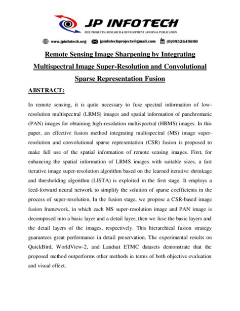 Doc Remote Sensing Image Sharpening By Integrating Multispectral Image Super Resolution And