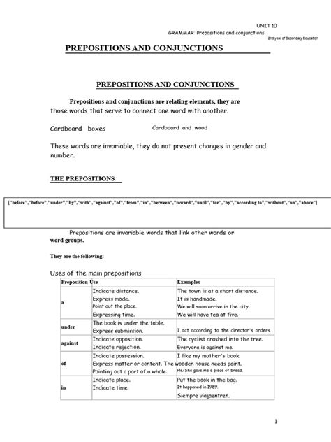 Preposition Exercises Pdf Phrase Syntactic Relationships
