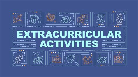 Extracurricular Activities Text With Various Creative Thin Line Icons