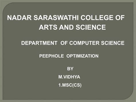 peephole optimization pptx programming languages computing
