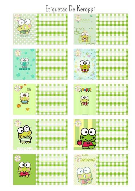 Etiquetas Escolares Keroppi Etiquetas De Asignaturas Plantillas De