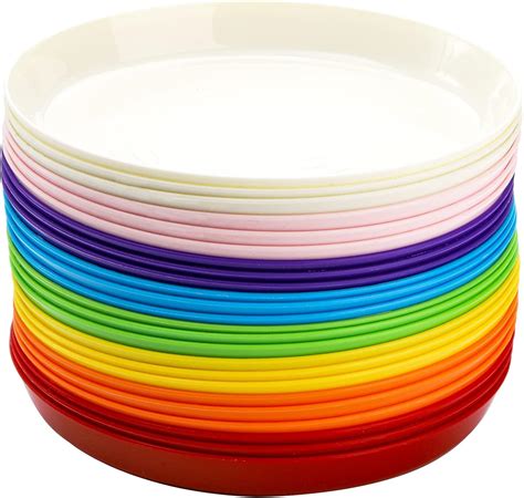 Frcctre 24 Pack Plastic Plates 7 Inch Colorful Dinner Plates Bpa Free