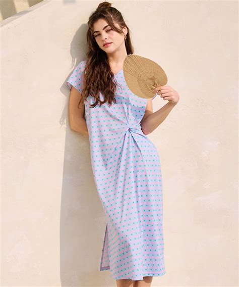 포스티 꼬임 커버 원피스 아가일 스카이 블루