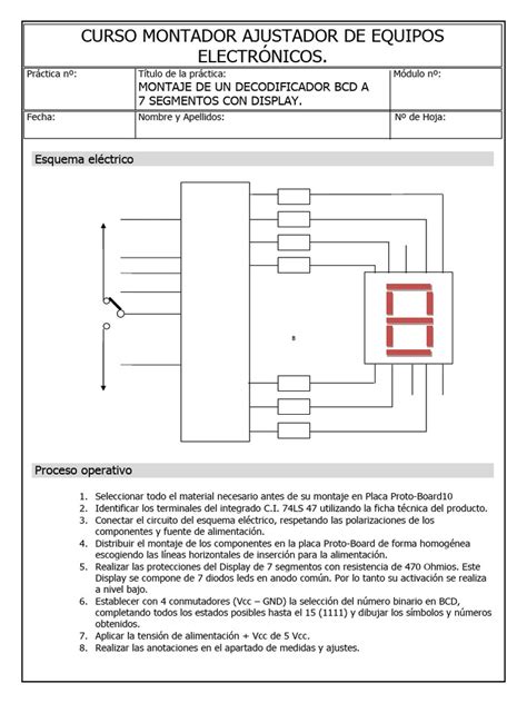 Practica Decodificador Bcd A 7 Segmentos Pdf Corriente Continua Electrónica