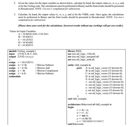 SOLVED Given The Values For The Input Variables As Shown Below Calculate By Hand The Output