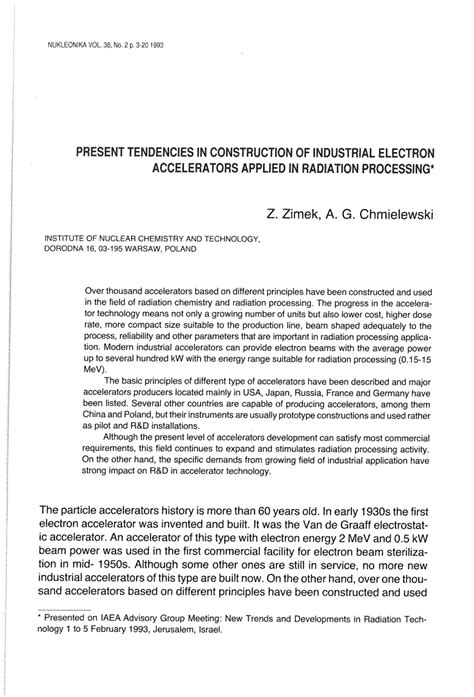 Pdf Present Tendencies In Construction Of Industrial Electron Accelerators Applied In