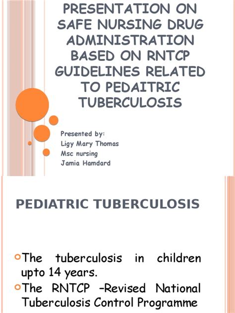 Presentation On Rntcp Guidelines Pdf Tuberculosis Adverse Effect