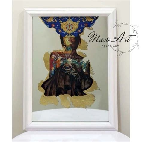 خرید و قیمت تابلو آیینه آنتیک ابعاد 25 در 35 طرح سنتی دختر ایرانی ترب