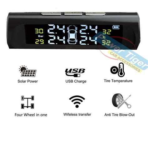 2017 New Solar Power TPMS Wireless Tire Pressure Monitoring System With LCD Color Display Best