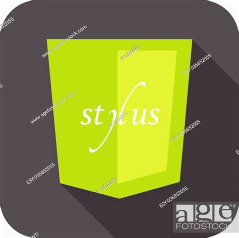 Vector Illustration Of Light Green Shield With Css Stylus Stock Vector