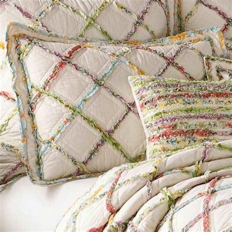 White Fringe Sham Standard Laura Ashley Cotton Diamond Pattern