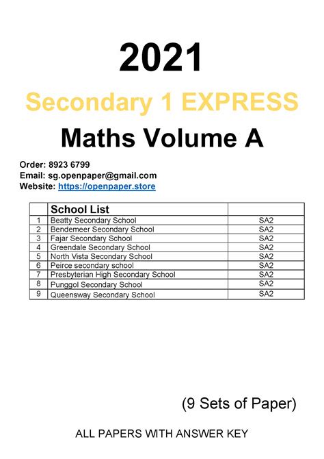 2021 Secondary 1 Express Maths Perfect Study Aid With Answer