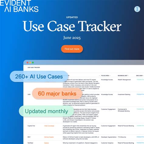 Evident Updates Use Case Tracker With 266 Ai Use Cases From 60 Banks Evident Posted On The