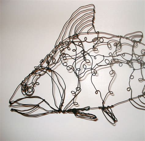 Salmon Wire Drawing Sculpture Art Etsy
