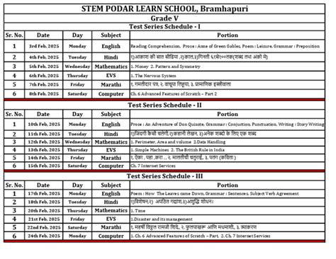 Grade 5 Test Series Schedule Pdf English Language Linguistics