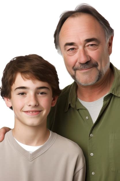 Premium AI Image Studio Portrait Of A Father And Son Isolated On White Created With Generative Ai