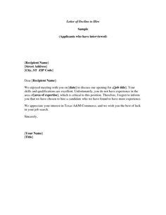 Decline Quotation Letter Sample Master Of Template Document