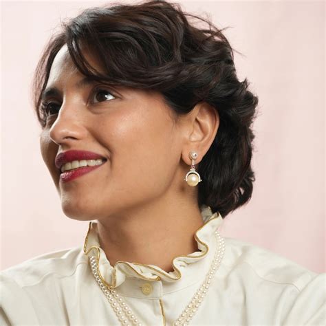 Debbie Gold Diamond Ruby And South Sea Pearl Drop Earrings Vibe With Moi