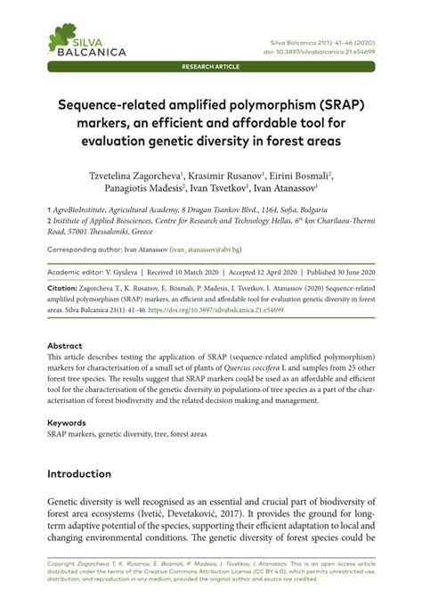 Pdf Sequence Related Amplified Polymorphism Srap Markers An Efficient And Affordable Tool