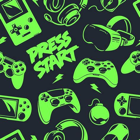 Game Controllers Green Pattern Seamless Premium Ai Generated Vector