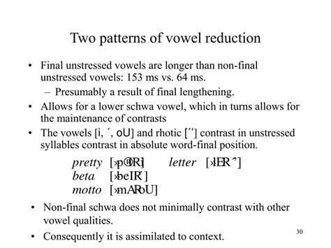 Ppt Contrast And The Realization Of Schwa Vowels In English