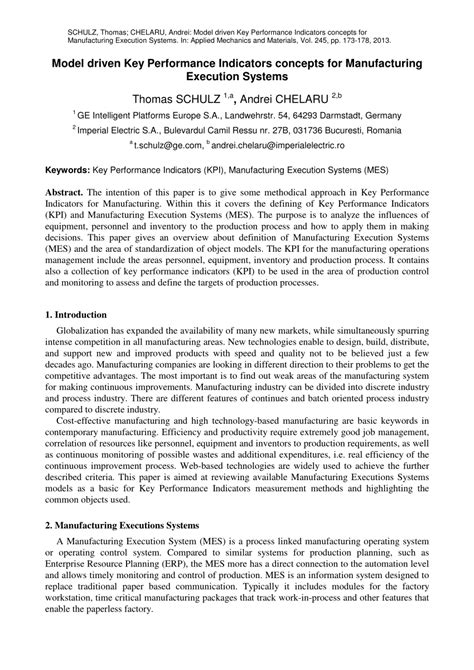 Pdf Model Driven Key Performance Indicators Concepts For