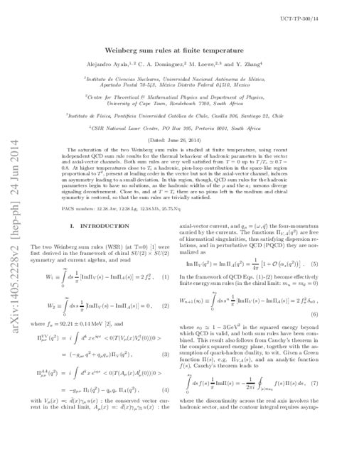 Pdf Qcd Sum Rules At Finite Temperature M Loewe