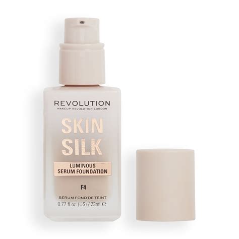 Makeup Revolution Skin Silk Serum Foundation F4c With Hyaluronic Peptides Light Medium Coverage